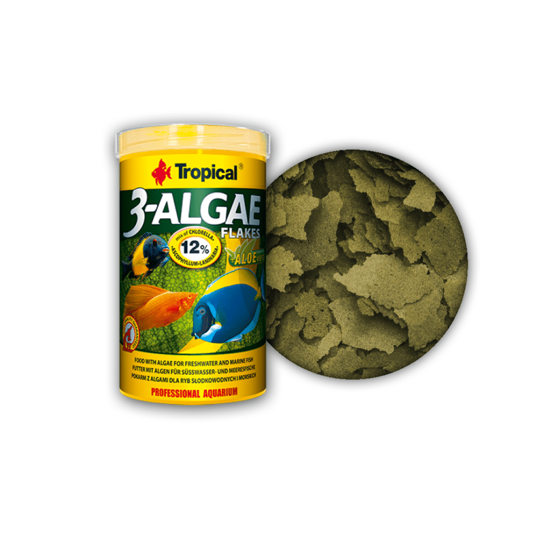 ᐉ Храна под формата люспи богата на водорасли Tropical 3-Algae Flakes | AquariumBG